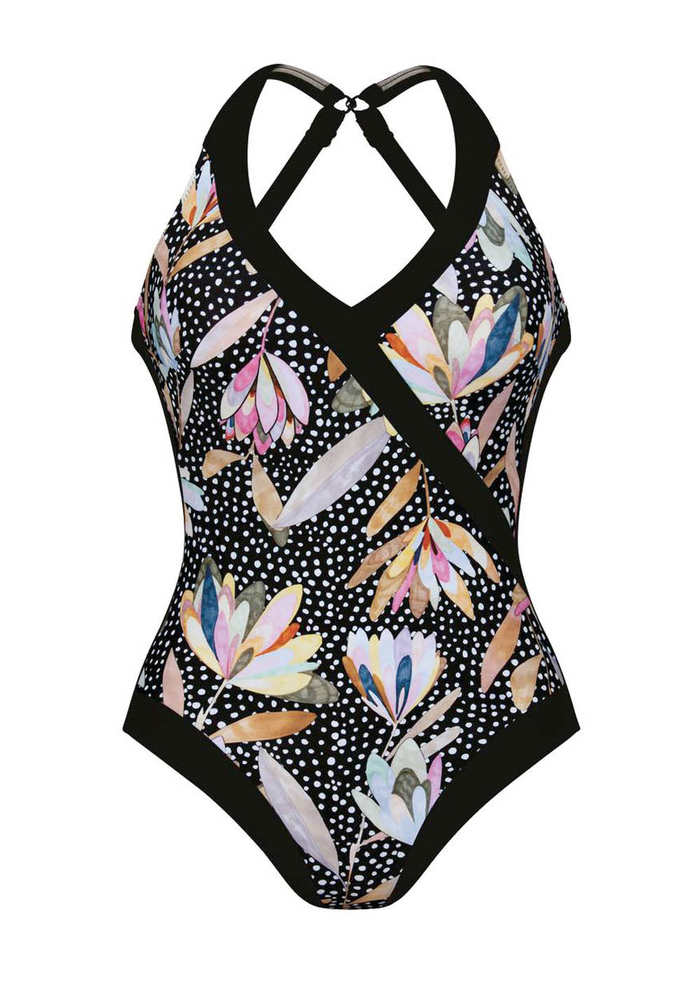 Maillot de bain 1 pièce cache-coeur perle, bonnet C > F